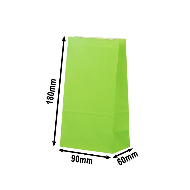 Small Green Paper Gift Bags 90x180mm - 100pcs