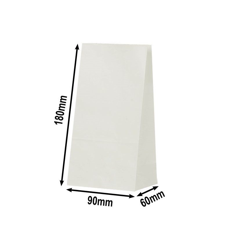 100pcs Small White Paper Gift Bags No Handles 90x180x60mm