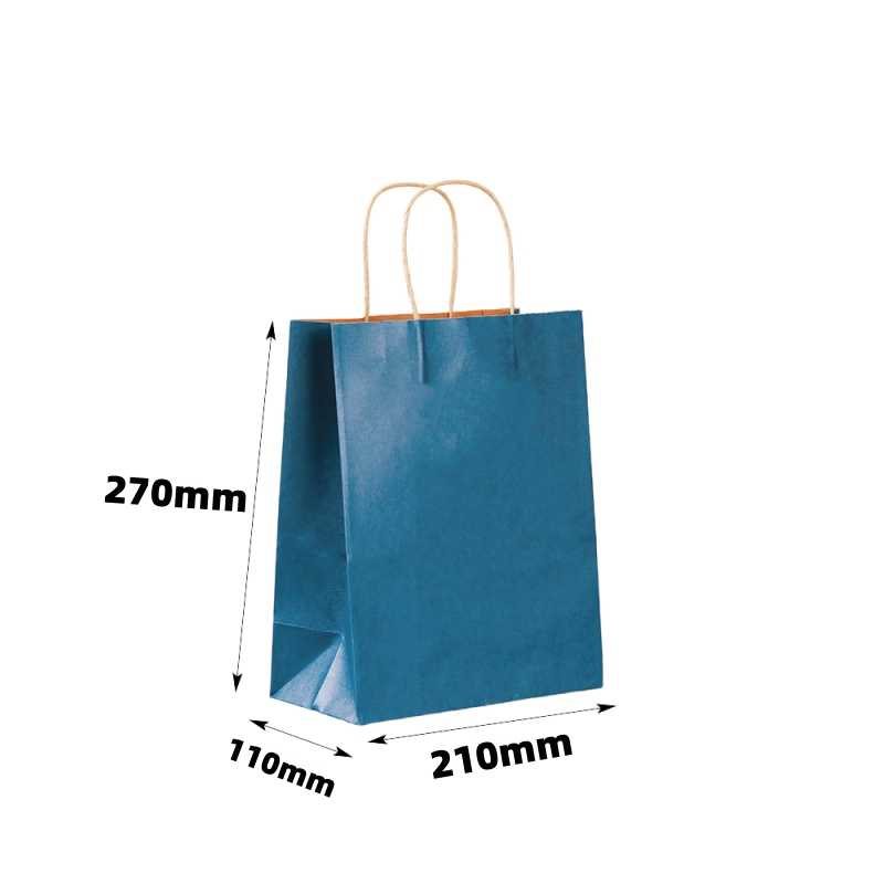 Small Navy Blue Paper Twisted handle Bag - 210mm X 270mm - 50/Pack