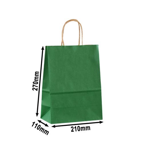 Small Dark Green Paper Carry Bags 210x270mm - 50pcs