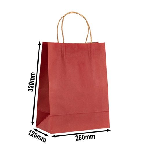 Medium Red Paper Carry Bags 260x320mm - 50pcs