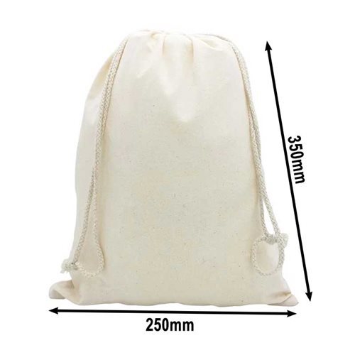Medium Calico Drawstring Bags 250x350mm - 50pcs
