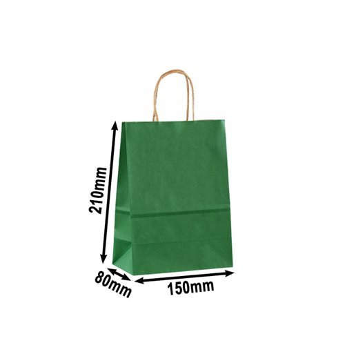 Mini Dark Green Paper Carry Bags 150x210mm - 50pcs