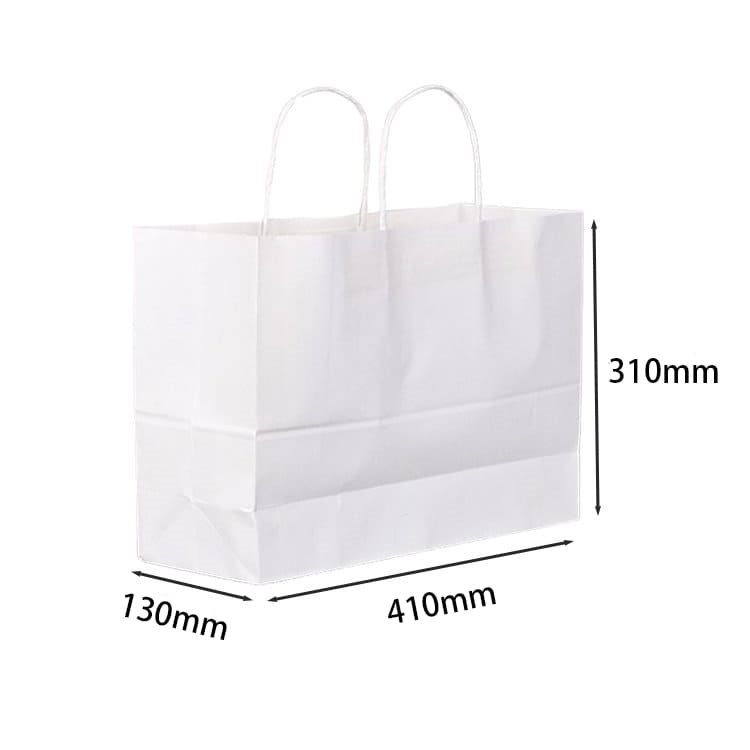 50pcs Large White Paper Carry Bags 410×310mm