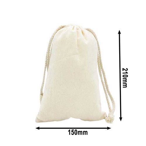 Small Calico Drawstring Bags 150x210mm - 50pcs