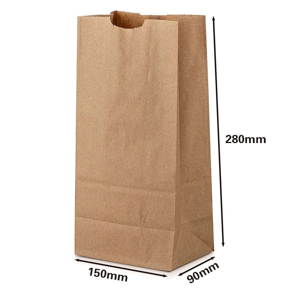 65g Grease Resistant Kraft Paper Food Bags Square Bottom 150mmx280mm90mm
